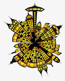 Free Clipart Of A Glowing City Radial - Radial Illustration City , Free ...