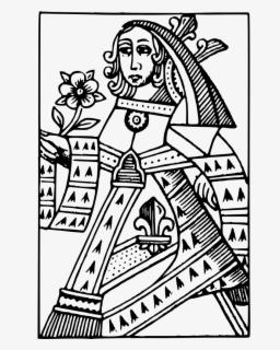 Transparent Queen Clipart - Playing Card Line Drawing , Free ...