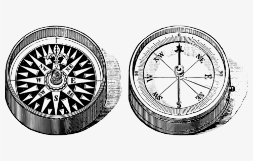 Old Compass Clip Arts - Drawing Compass And Rose Black And Grey , Free ...