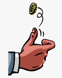 Vector Illustration Of Decision Making Hand Flipping - Coin Flip Clip ...