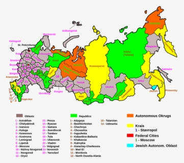 Clip Art Political Map Of Russia - Russian Regions , Free Transparent ...