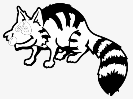 Raccoon Black White Line Art Hunky Dory Svg Colouringbook - Cartoon ...