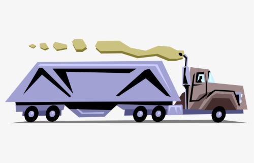 Vector Illustration Of Heavy Machinery Construction - Truck Unloading ...