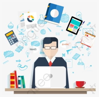 Computer Clipart Office - Work Flat Design Png , Free Transparent ...