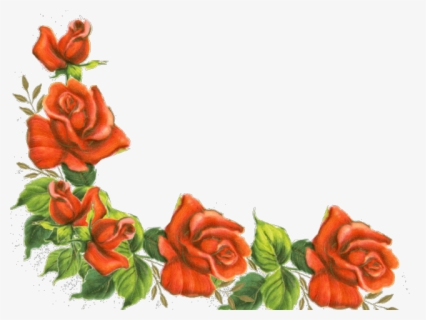 Red Rose Corner Border Clipart , Png Download - Watercolor Red Roses ...