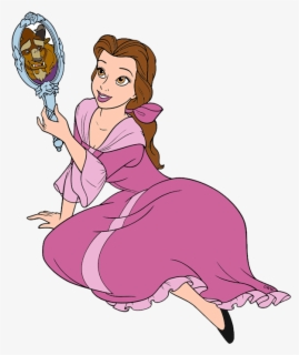 Mirror Clipart Beauty And The Beast - Belle Looking In Mirror , Free ...