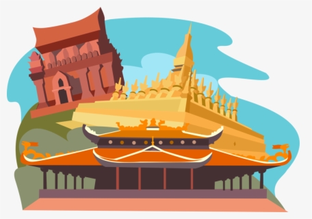 Vector Illustration Of Pha That Luang, Vientiane, Laos, - Laos Vector ...