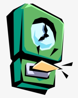 Vector Illustration Of Time Clock, Clock Card Machine - Time Card Clip ...