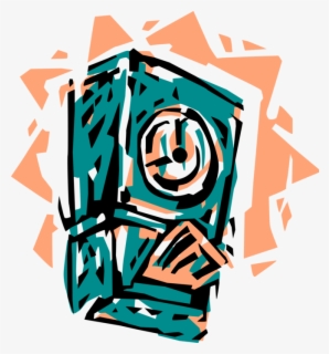 Vector Illustration Of Time Clock, Clock Card Machine - Time Card Clip ...