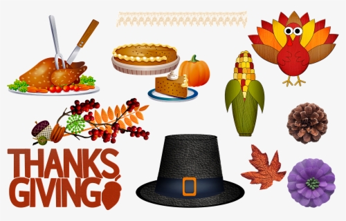 Thanksgiving Pilgrim Hat Corn Pumpkin Pie Flowers - Vector Food , Free ...