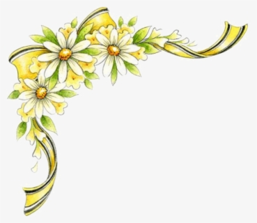 Decorative Borders Flower Yellow Png Image High Quality - Corner Floral Border Png , Free ...