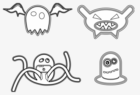 Free Black And White Monster Clip Art with No Background - ClipartKey
