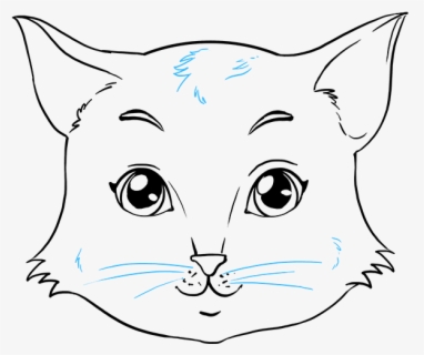 Cute Cat Head Drawing Clipart , Png Download - Cute Cartoon Cat Face ...