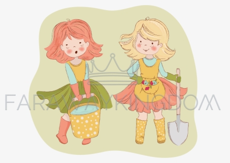 Garden Friends Woman Gardening Care Vector Illustration - Cartoon ...