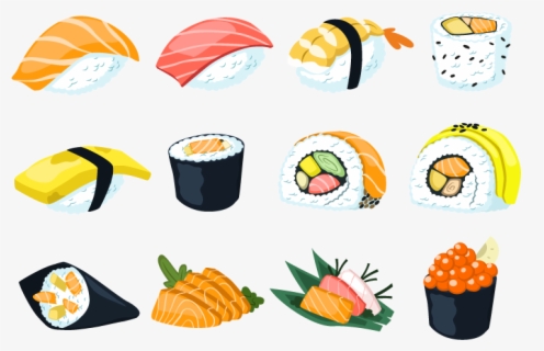 Clip Art Sushi Cuisine Salmon - Sushi Png Cartoon , Free Transparent ...