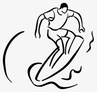 Black White Line Art Surfing , Free Transparent Clipart - ClipartKey