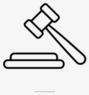 Gavel Coloring Page - Judge Hammer Line Icon , Free Transparent Clipart ...