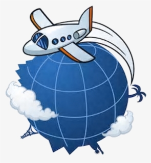 Travel Around The World - Cartoon Airplane Flying Around The World ...