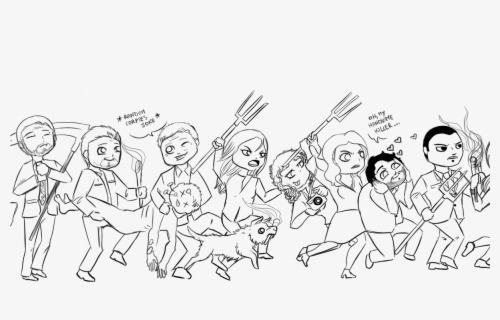 Angry Crowd Lineart - Angry Crowd Drawing , Free Transparent Clipart ...