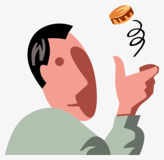 Vector Illustration Of Businessman Makes Decision By - Man Flipping A ...