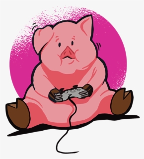 Cartoon Pig Playing Video Games , Free Transparent Clipart - ClipartKey