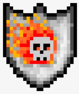 Fire Skull Shield - Pixel Art Chicken Nugget , Free Transparent Clipart ...