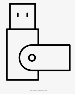 Usb Flash Drive Coloring Page - Line Art , Free Transparent Clipart ...