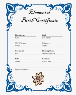Element Birth Certificate Template - Bordes Vintage Azul , Free ...