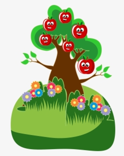 Transparent Happy Tree Clipart - Apple Cartoon Png Tree , Free ...