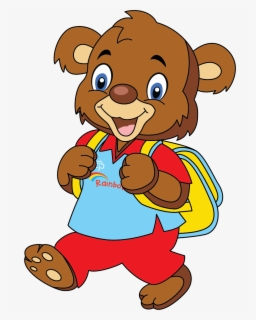 Cartoon Bear With Backpack , Free Transparent Clipart - ClipartKey
