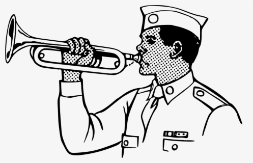 Bugle Instrument Soldier Free Picture - Bugle Clipart Black And White ...