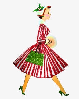 Retro Christmas Lady - Vintage Christmas Ladies Clipart , Free ...