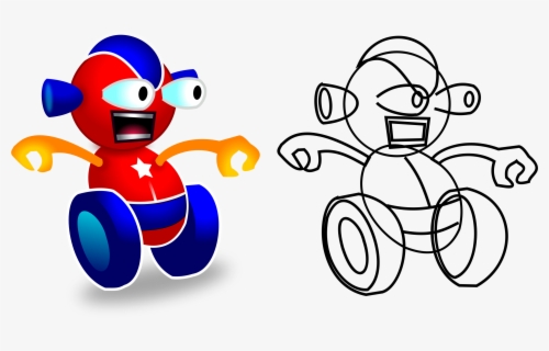 Cartoon Robot With One Wheel , Free Transparent Clipart - ClipartKey