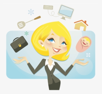 Cartoon Of Working Mum , Free Transparent Clipart - ClipartKey