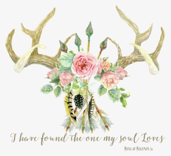 Antlers And Flowers Png Free - Watercolor Floral Antler Clipart , Free ...