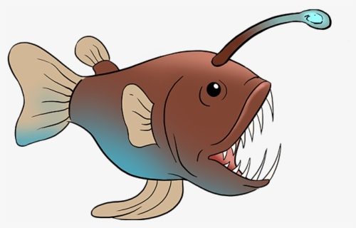 How To Draw Angler Fish - Angler Fish Drawing Easy , Free Transparent ...