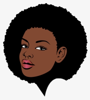 Afro Lady Face Clipart , Png Download - African Ethnic Hair Black And ...