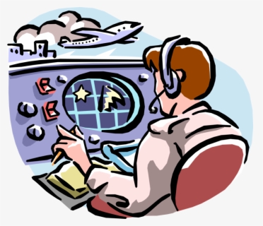 Vector Illustration Of Air Traffic Controller Maintains , Free ...