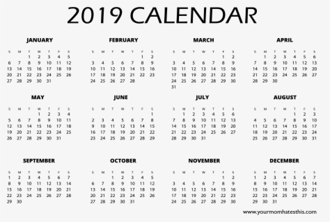 Clip Art 2019 Yearly Calendar Template - Full Printable Calendar 2019 ...