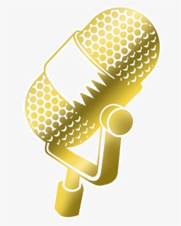 Gold Drawing Microphone - Cartoon Transparent Background Microphone ...