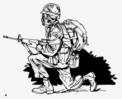Kneeling Soldier Clipart - Gas Mask Soldier Drawing , Free Transparent ...
