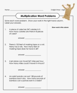 Digit Problems The - Multiplication Word Problem 3 Digit X 1 Digit ...