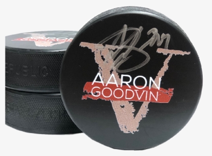 Aaron Goodvin Autographed Hockey Puck V Album Logo" - Reindeer , Free ...