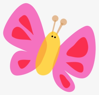 Bugs Clipart Butterfly Pink - Cute Butterfly Vector Png , Free ...