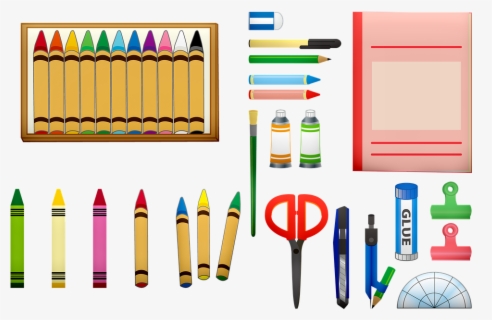 School Supplies Crayons Scissors School Color - Crayons Glue And ...