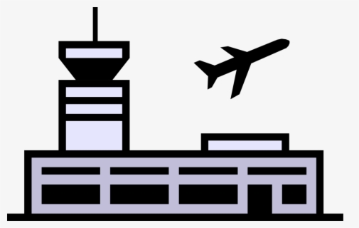 Airport Vector Clipart Black White - Airport Terminal Icon , Free ...