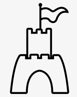 Castle With Flag - Sandcastle Outline , Free Transparent Clipart ...