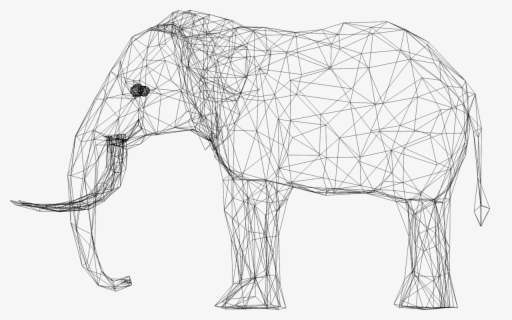 Monochrome,indian Elephant,line Art - Wire Frame Modeling , Free ...
