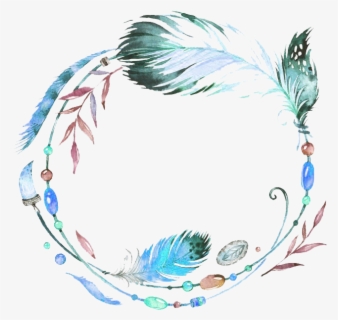 Circle Feather Frame Border Flower - Transparent Feather Circle Png ...