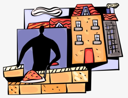 Vector Illustration Of Mason Bricklayer Trowel With - Cartoon Brick And ...